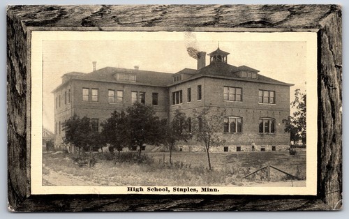 Staples Minnesota~High School Building~Man in Front~1912 Postcard | eBay