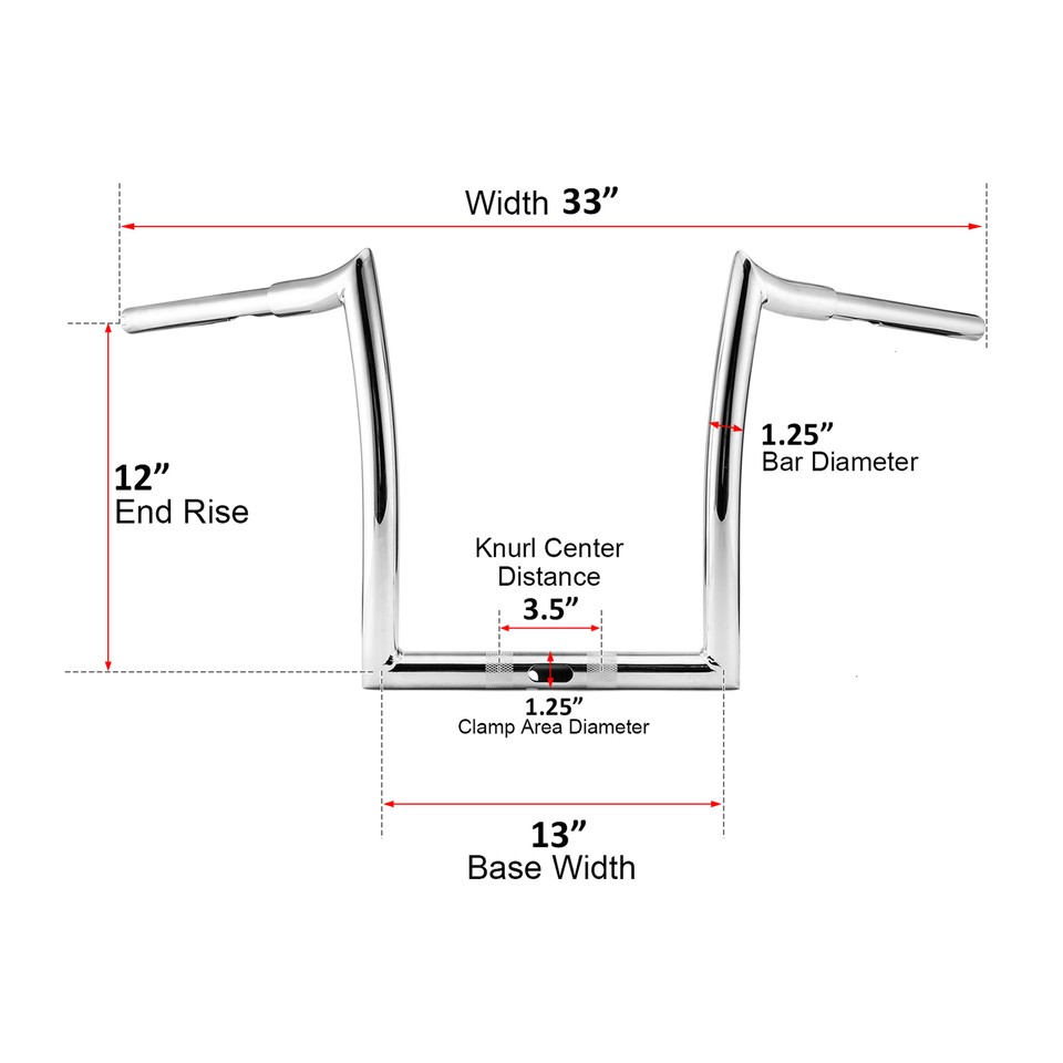 Chrome 12" Rise Meat Hook Ape Hanger Bar Handlebar For Harley 15-23 ...