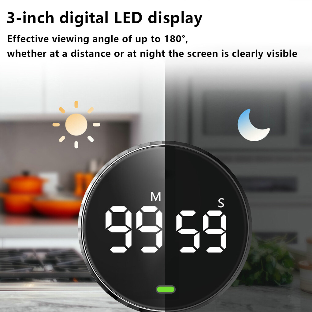 Digital Timer Stopwatch LED Mirror Screen 99 Minutes 59 Seconds Battery ...