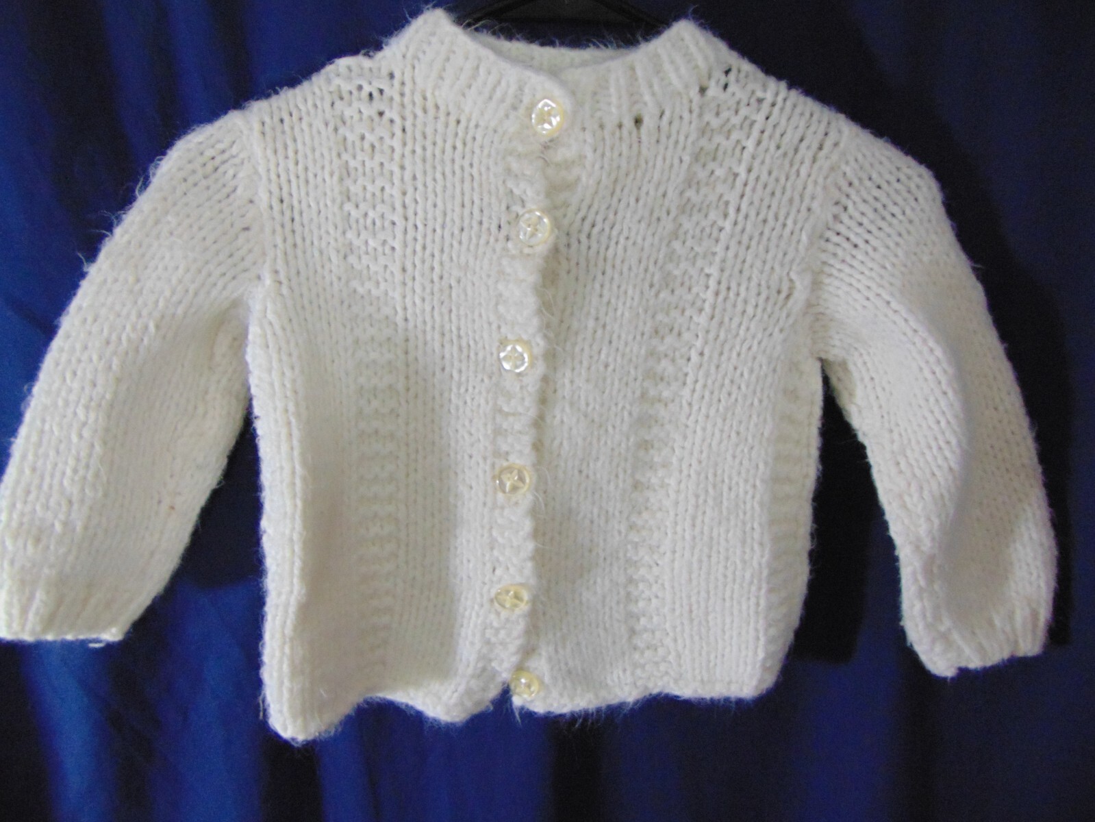 1950's Girl's White Cardigan Sweater- S-Chunky Knit- … - Gem