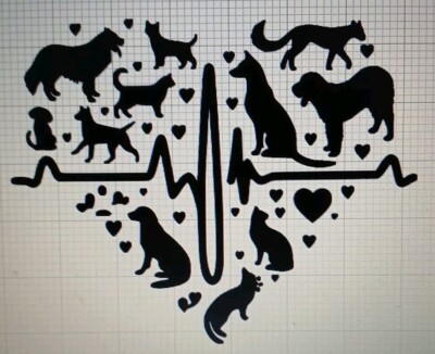 Cats And Dogs Heart Lifeline Decal | eBay