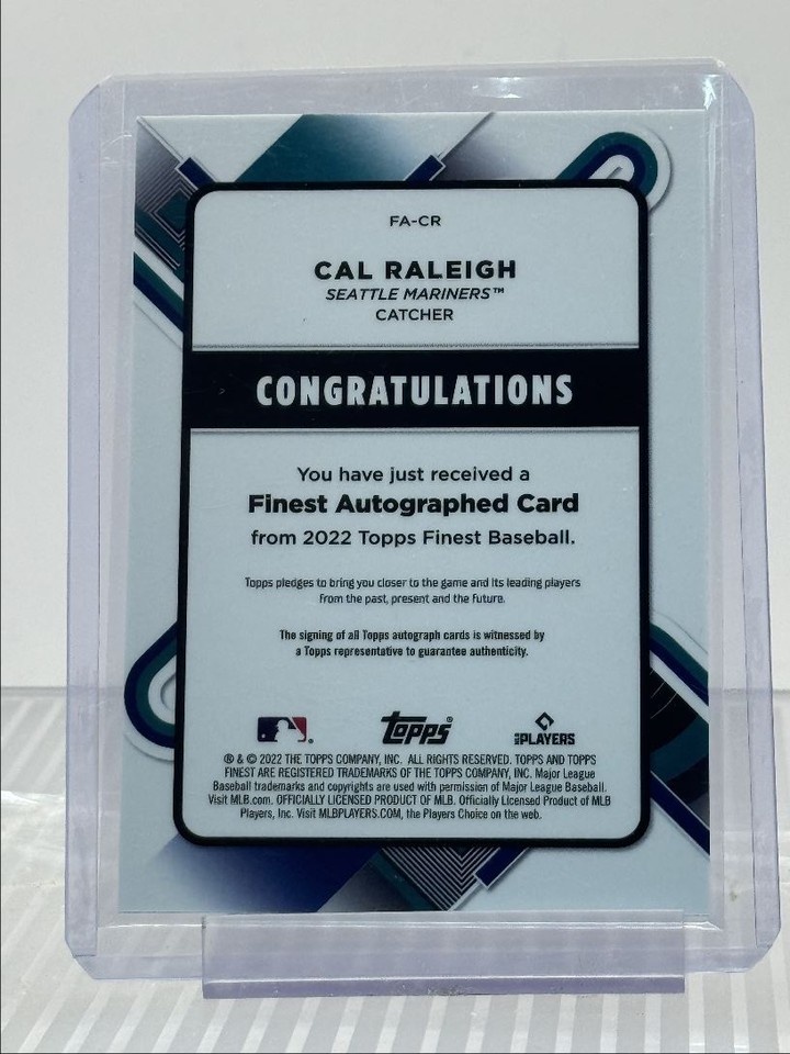 CAL RALEIGH 2022 TOPPS FINEST ROOKIE AUTOGRAPH GREEN WAVE RC AUTO /99 ...