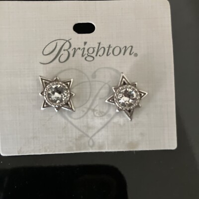 Brighton HALO STARGAZER Post Earrings Stud Crystal Silver Star Compass ...