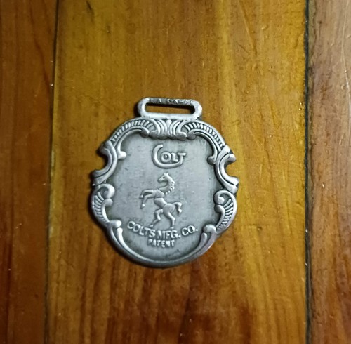 Colt Patent Firearms Antique Silver Tone Watch Fob | eBay