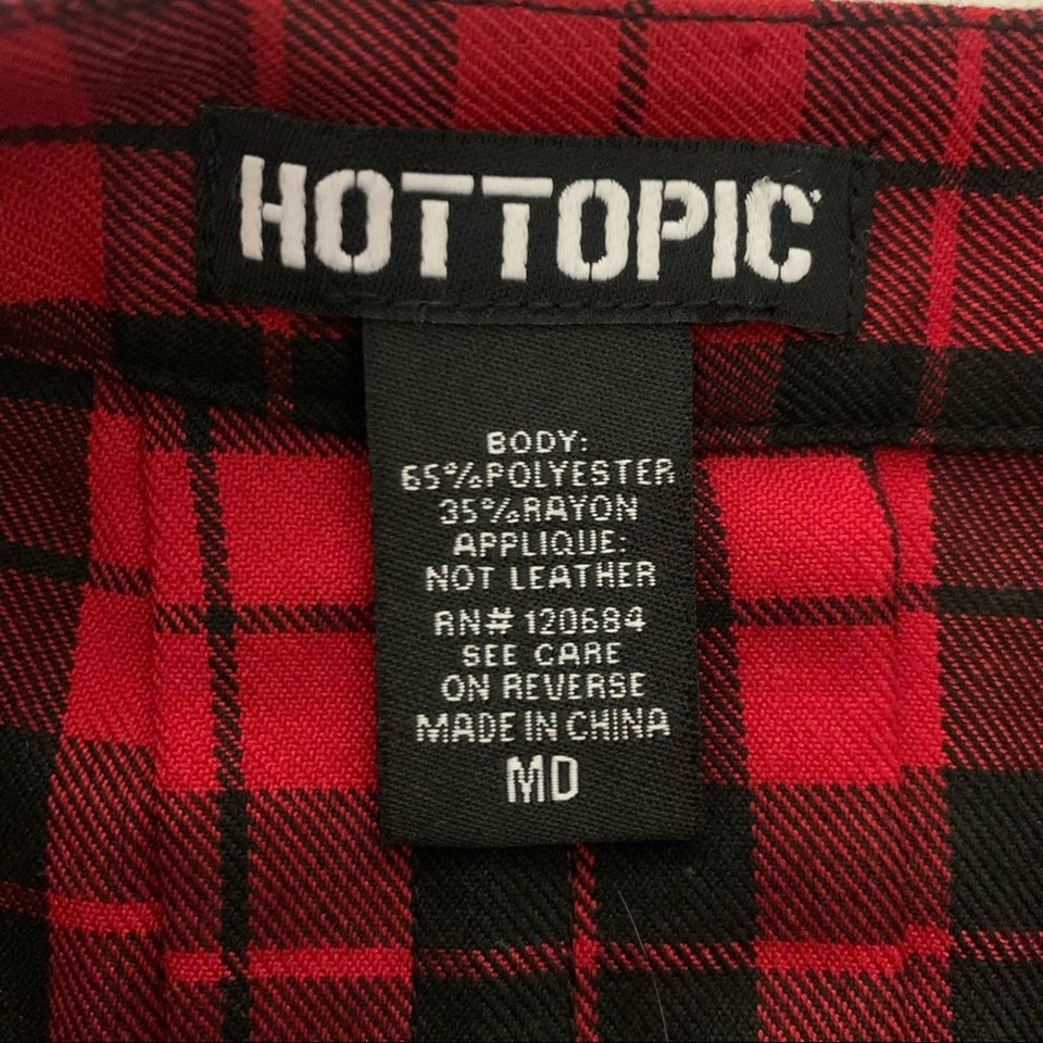 HOT TOPIC Red & Black Plaid Buckle Mini Skirt - Medium | eBay