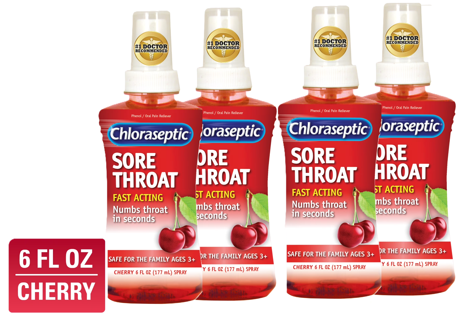 Chloraseptic Sore Throat Spray Cherry Flavor 6 fl oz (4 Pack) | eBay