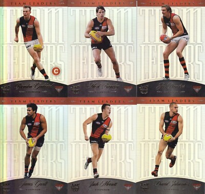 2016 AFL CERTIFIED CARD SERIES TEAM LEADERS FULL TEAM SET ESSENDON (6 ...