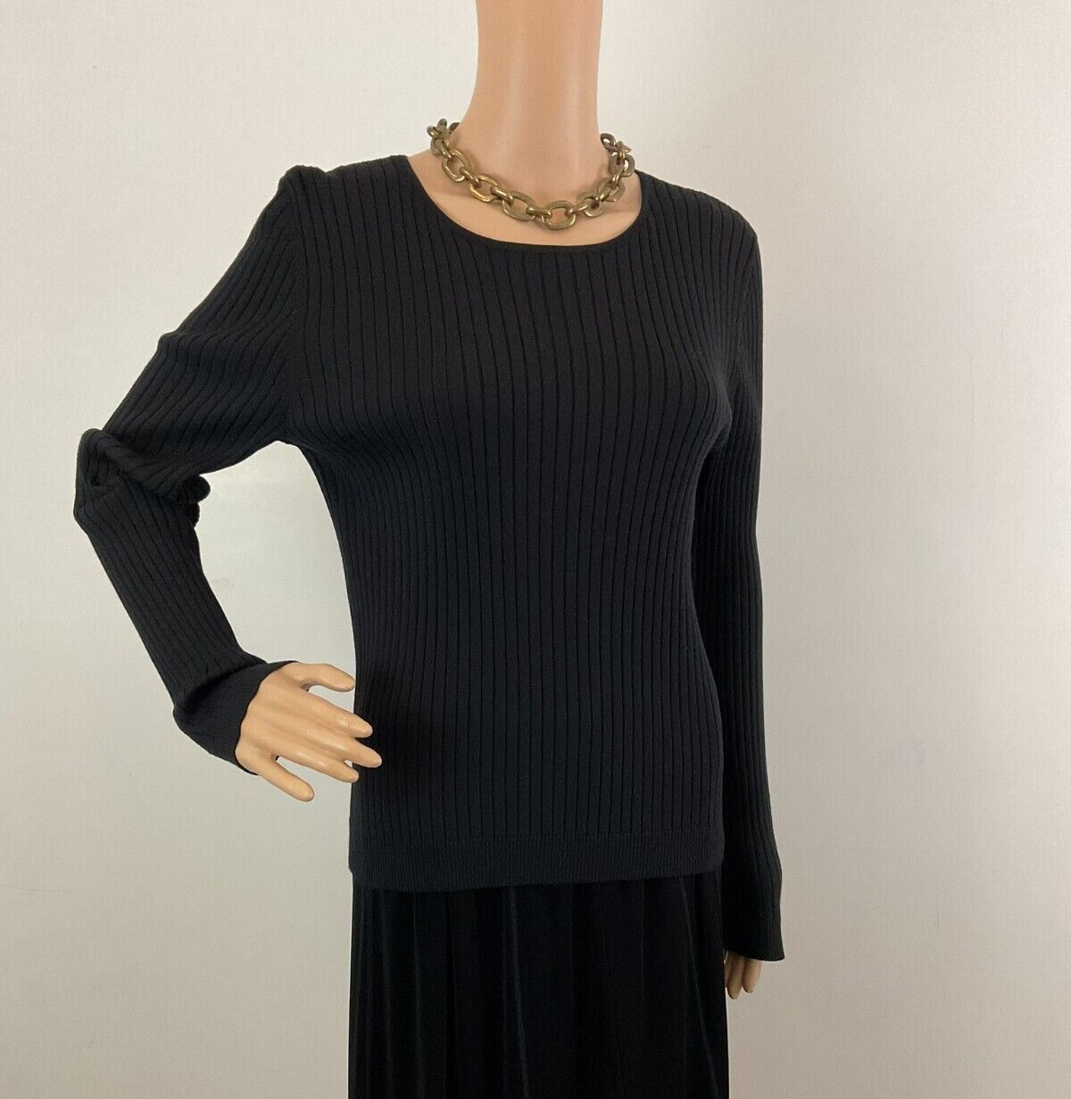 St. John Pullover Sweater-Wool Blend-Black-Ribbed-Size S/M | eBay