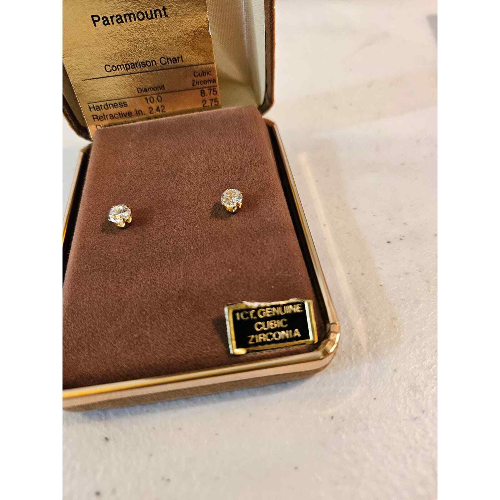 Vintage cubic zirconia 1 ct stud earrings by Paramount - estate jewelry | eBay