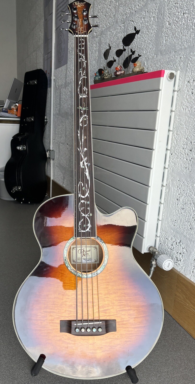 Michael Kelly Dragonfly 5 Fretless Acoustic Bass Guitar with Hard Case ...