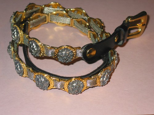 VERSACE ESTRO VERSA Lions Heads Medeallions Mesh Belt In Silver & Gold ...