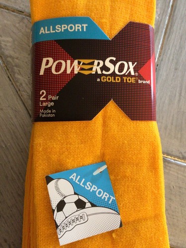 NWT-GOLD TOE-POWERSOX-Orange-OTC-2 Pair-Sz L-Unisex-NEW (3 Pk/6 Sox ...