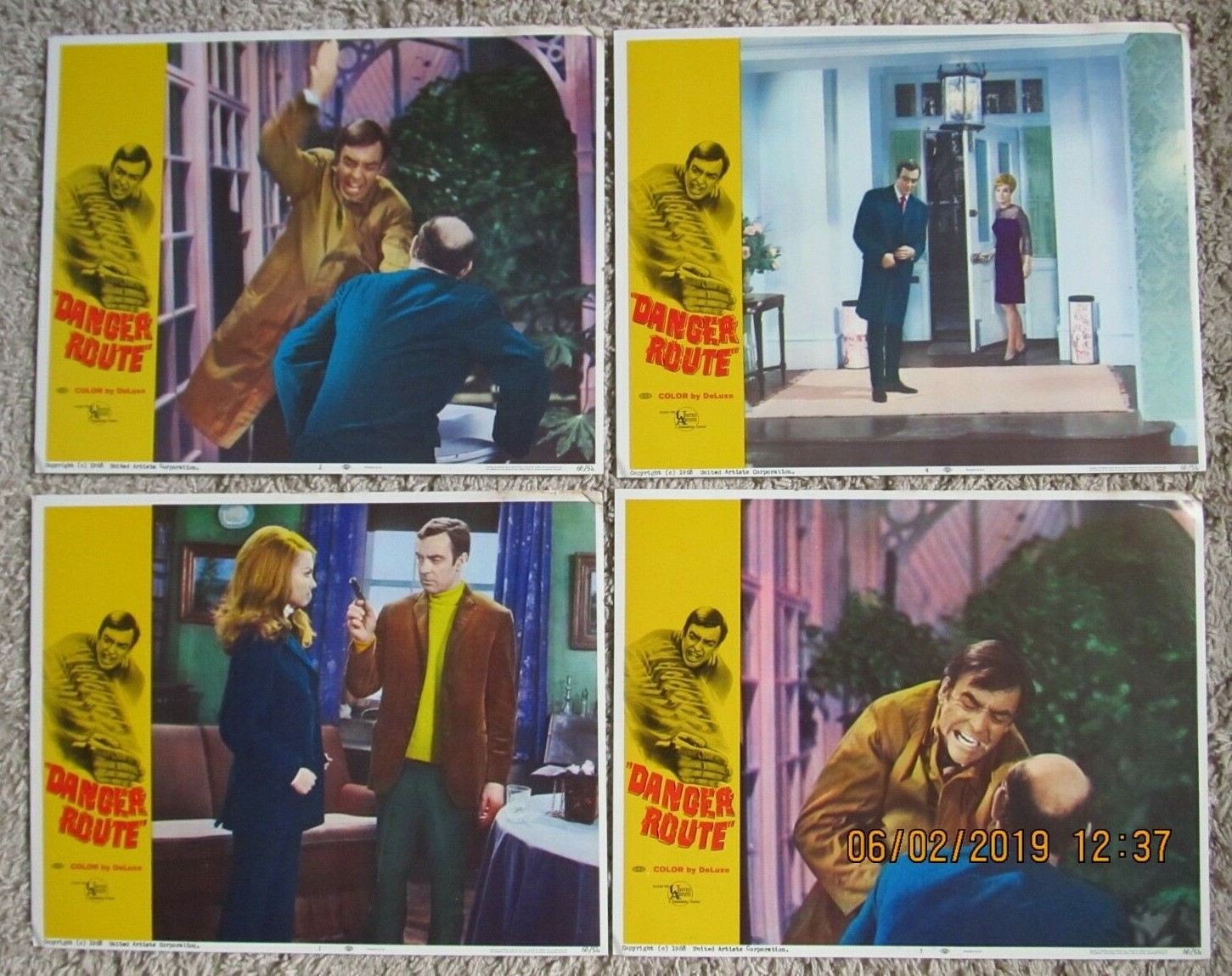 DANGER ROUTE ORIGINAL 11X14 LOBBY CARD SET OF 8 BRITISH SPY FILM CAROL ...