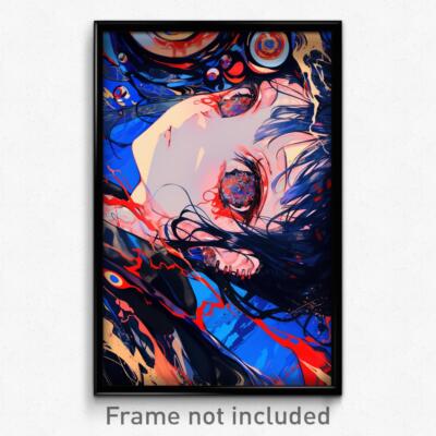 Anime Art Poster - Woman Feeling Miserliness Wearing Glass Ear Piercing ...
