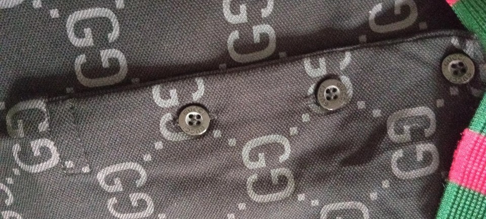 Gucci Polo shirt Men's Size L GG Logo Black With Red And Green Stripe ...