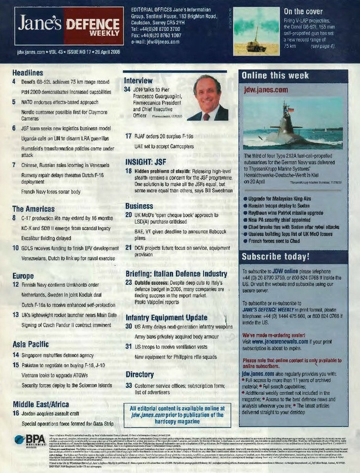 JDW - Jane's Defence Weekly Magazine (26 April 2006) | eBay