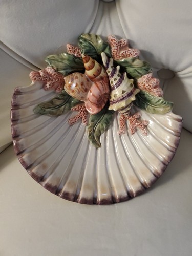 FITZ & FLOYD Classics Oceana PINK GREEN Seashell Dish, Shells and Coral ...