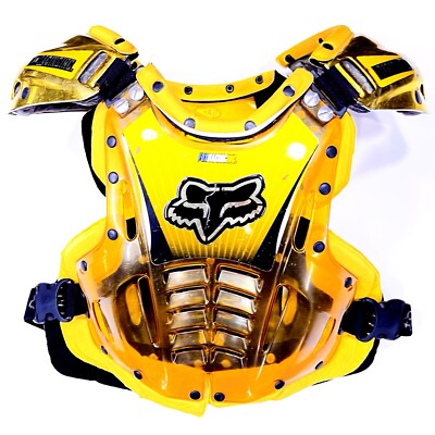 Vintage Fox Racing Chest Protector Metallic Yellow Black Motocross MX ...
