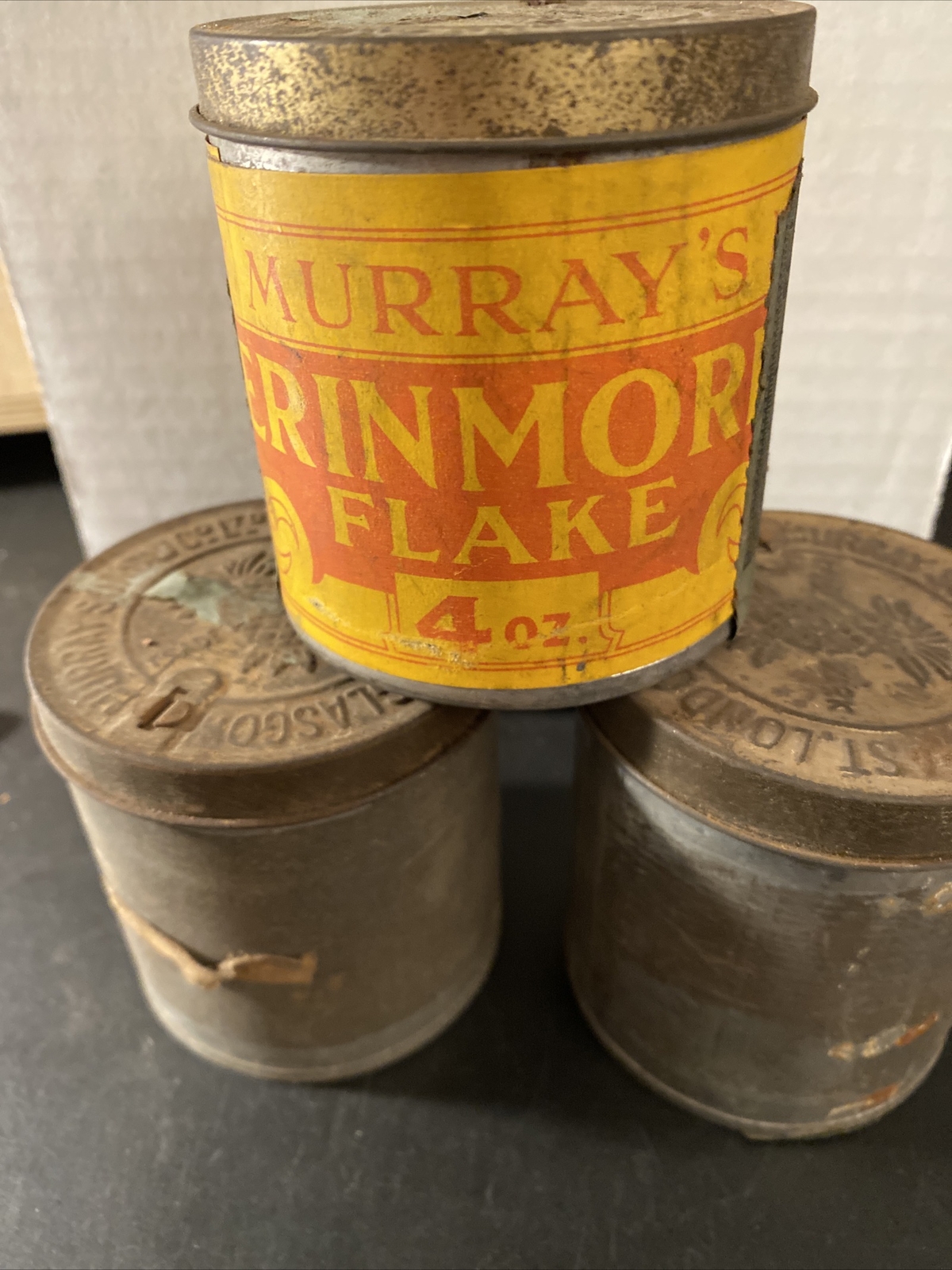 3 VINTAGE MURRAY SONS Belfast Ireland Round TOBACCO TIN ERINMORE ...