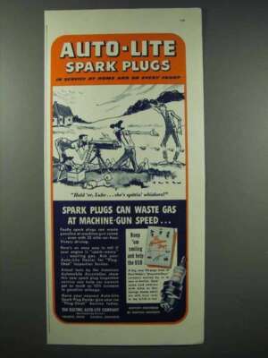 1943 Auto-lite Spark Plugs Ad - At Machine-Gun Speed | eBay