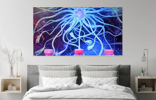 Amazing Abstract Nucleus Blue Design Print Home Decor Wall Art choose ...
