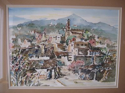 Jaime Oates Listed Mexican Taxco Artist Watercolor Painting Landscape ...