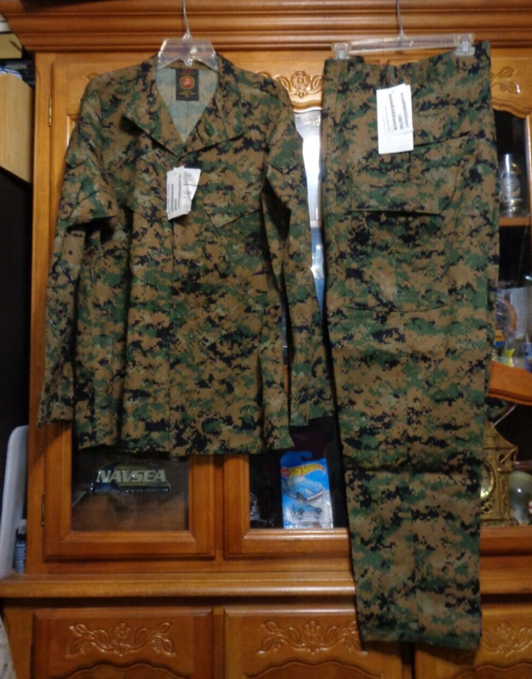 USMC MARPAT Uniform WOODLAND SET Combat Shirt Pant LARGE LONG NEW WITH ...