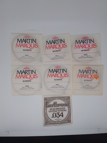 6 Lot Martin Marquis Acoustic Guitar Strings Vintage MQ13 MQ35 MQ17 ...