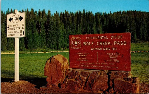 Wolf Creek Pass San Juan Mountains Colorado Sign Hwy US 160 Postcard ...