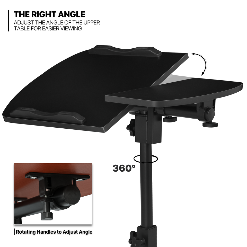 [ROLLING SWIVEL LAPTOP DESK]Stand Up Workstation Adjustable Height ...