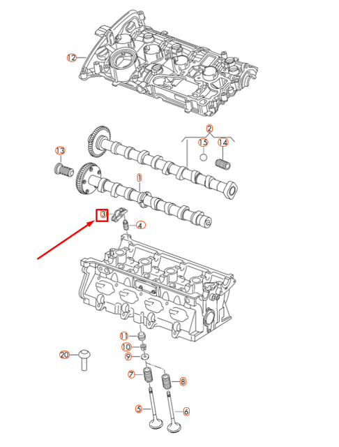 AUDI A3 8V Engine Timing Rocker Arm 06E109409J GENUINE for sale online ...