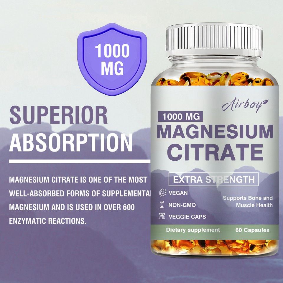 Magnesium Citrate 1000mg - Supports Digestive Health, Strong Bone ...