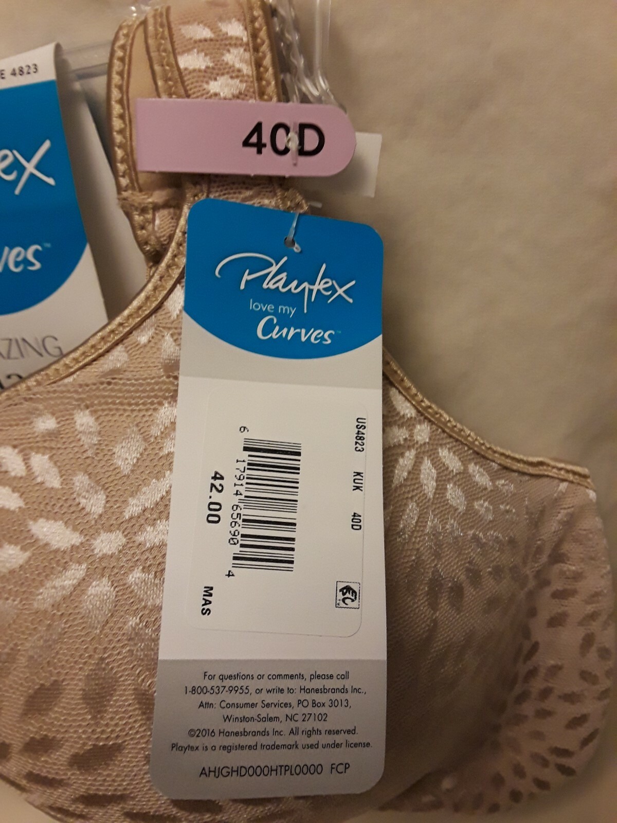 40D / Playtex Love My Curves Underwire Bra/ Beige, Style #4823(New With ...