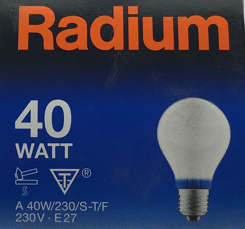 PACKS OF Radium 40W 240 Volt ES / E27 40 Watt Rough Service Pearl GLS ...