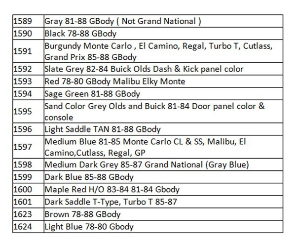 1978-88 NEW GM Interior A Pillar Moldings Painted GM # 20006142 RH ...