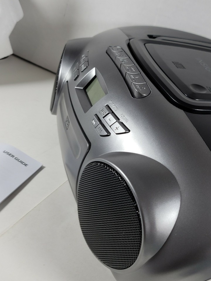 Insignia - AM/FM Radio Portable CD Boombox with Bluetooth - Silver ...