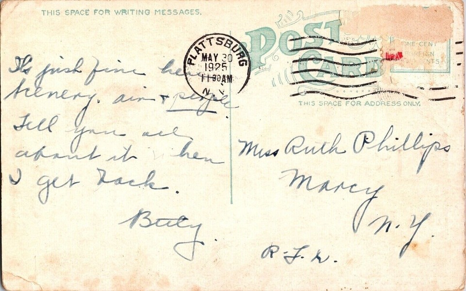 Witherill Hotel Plattsburgh New York N.Y. Cancel Vintage Postcard WOB ...