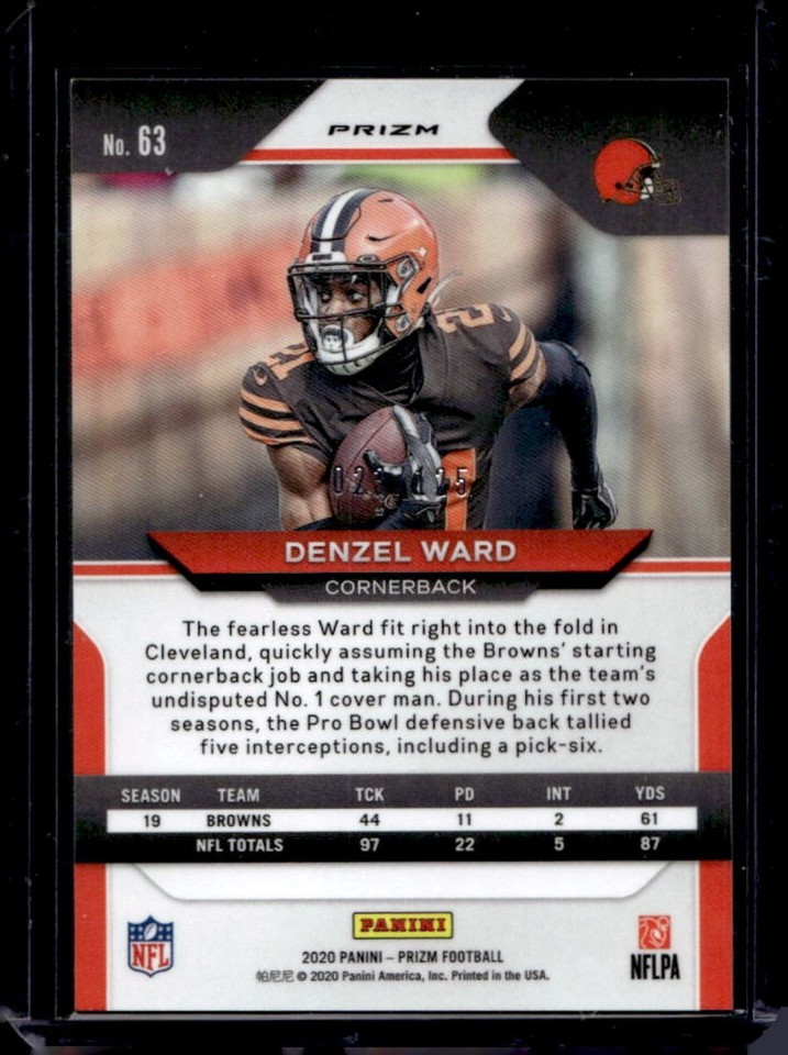 2020 Prizm Denzel Ward Purple #23/125 Browns | eBay