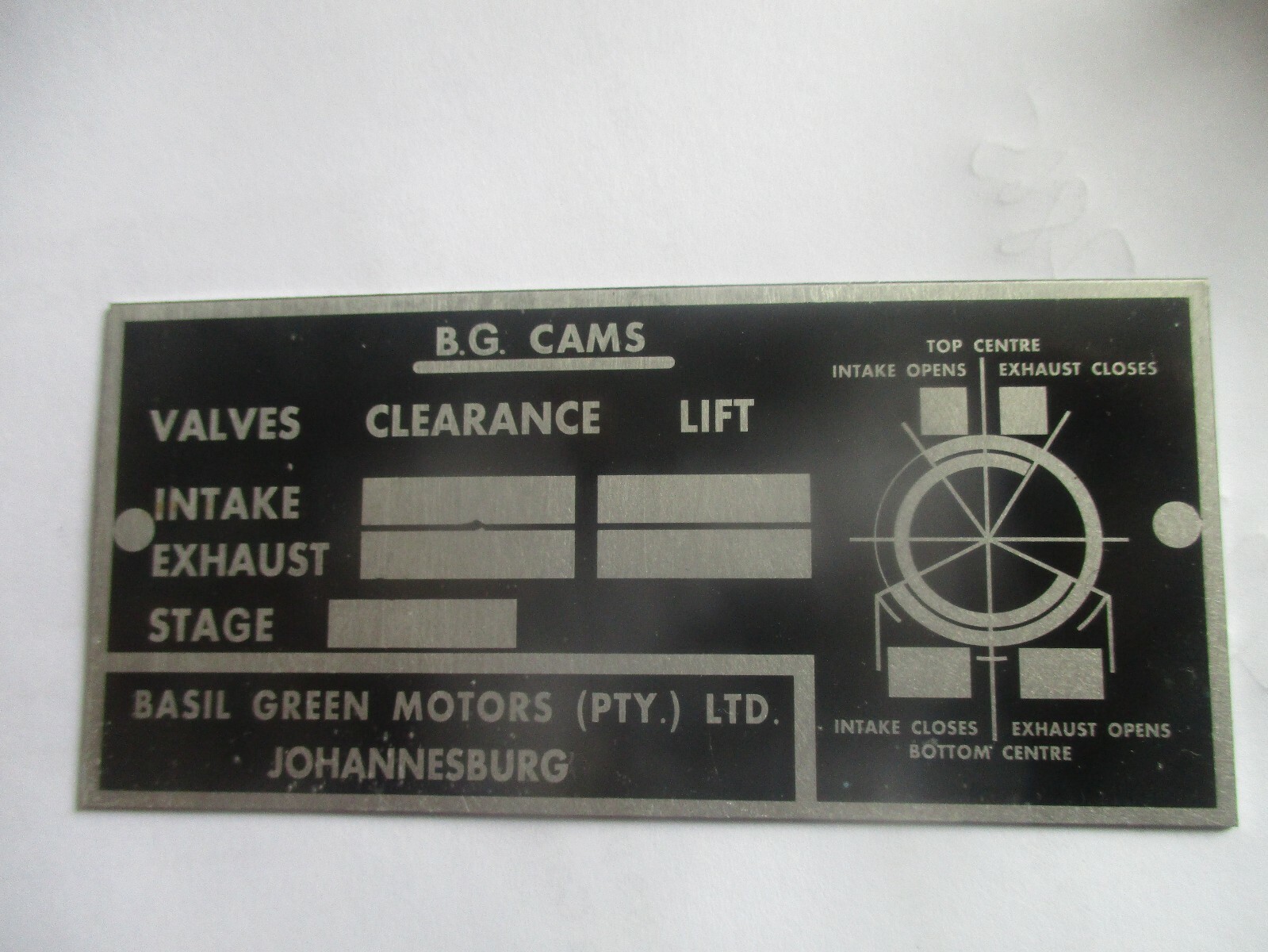Type Plate Ford Capri Granada Perana Cars Plate Shield Valves Clear ...