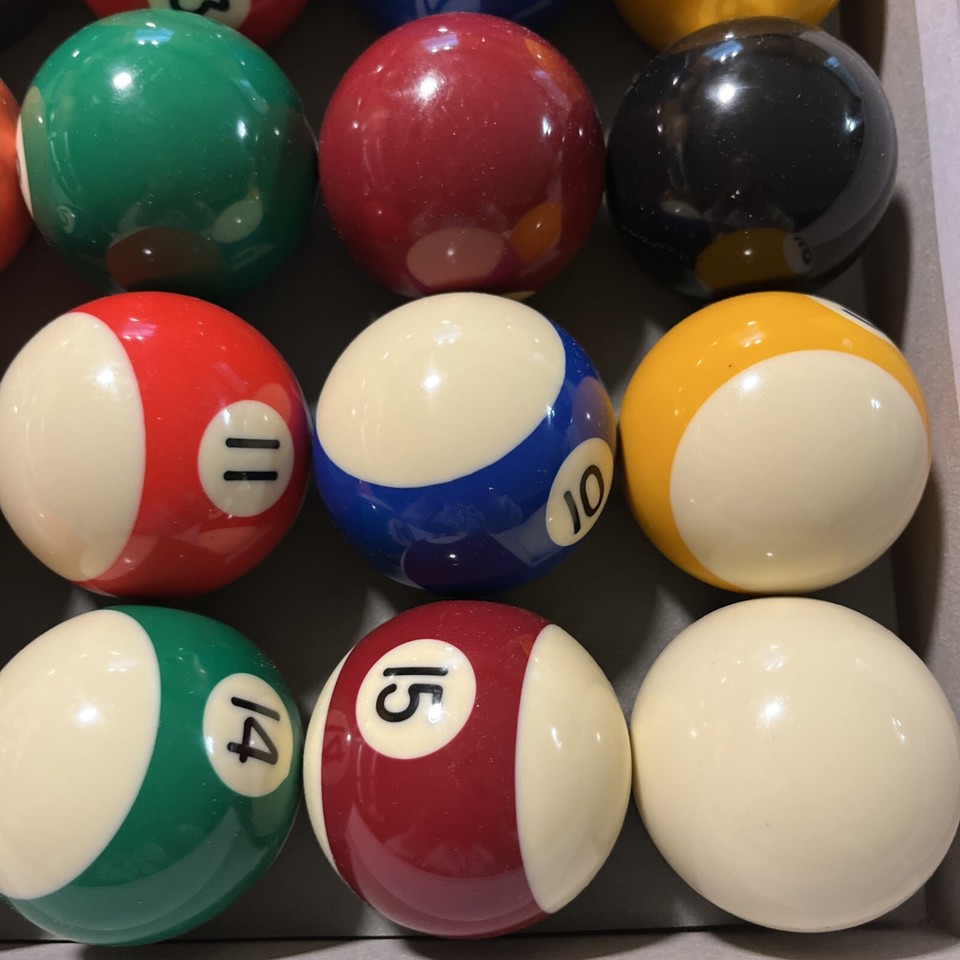 2-1/4" Regulation Size Standard Billiard/Pool Balls, Complete 16 Ball ...