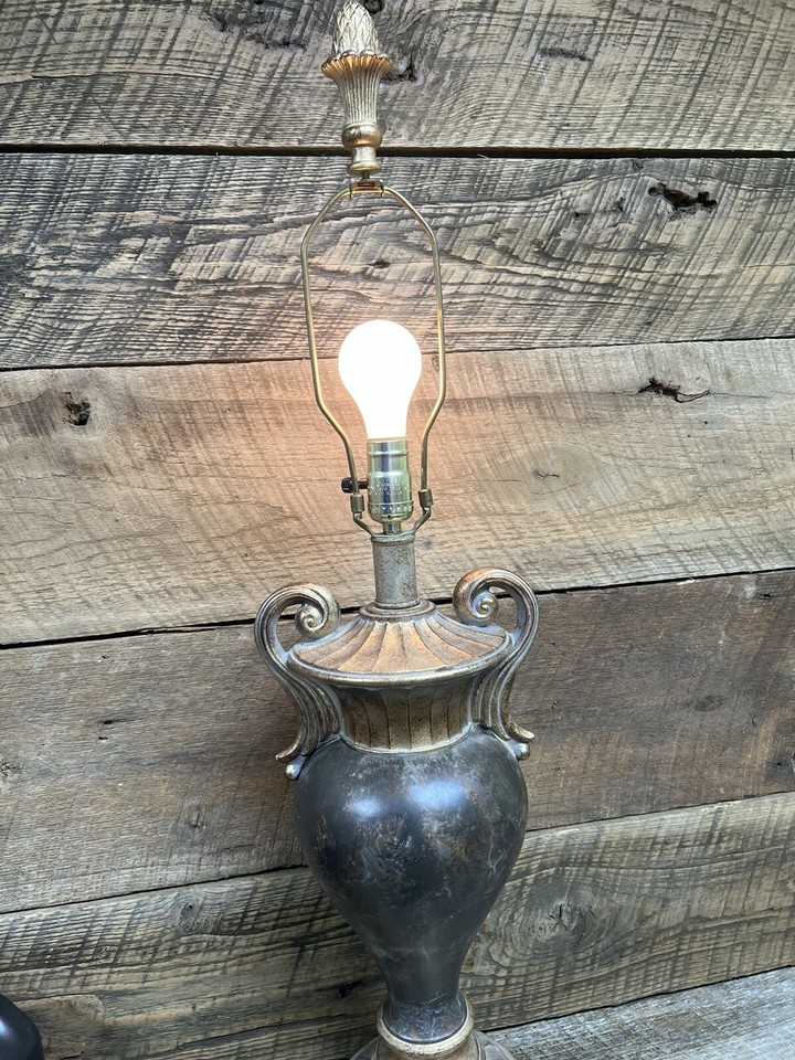 Berman Metallic Lamp #3402 Heavy Metal Decor Cast Table Lamp Rustic ...