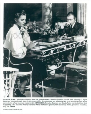 Press Photo Claude Rains Lovely Ingrid Bergman Notorious Hitchcock Noir ...