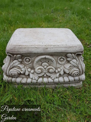 Square Plinth Highly Detailed Stone Garden Ornament | eBay UK