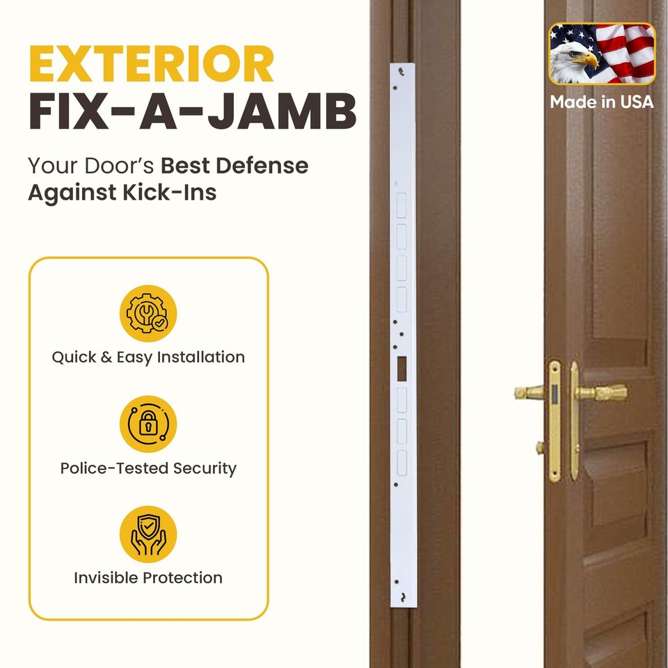 Fix A Jamb Exterior Door Jamb Repair Kit for Door Lock Security White ...