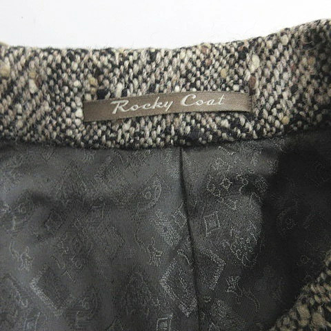 Rocky Coat Azalean Tweed Long Tailor Collar Checked Benz Brown Men's ...