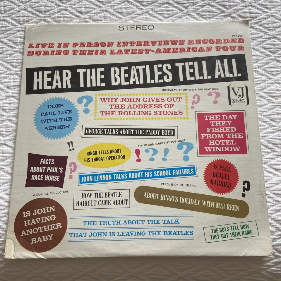 THE BEATLES LP “HEAR THE BEATLES TELL ALL" VJ PRO-202 Sealed | eBay