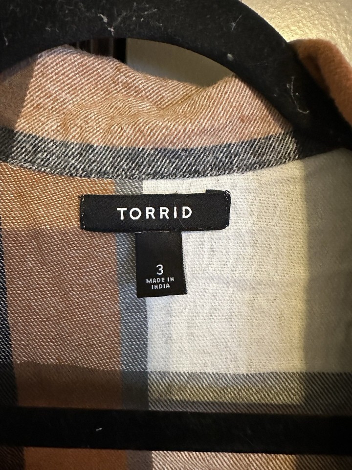 Torrid Women's Size 3 Long Flannel Shirt/ Jacket | eBay