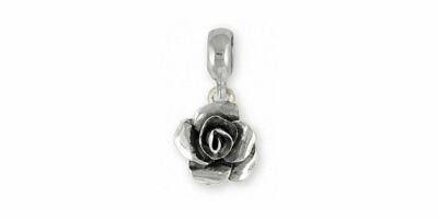 Rose Charm Slide Jewelry Sterling Silver Handmade Flower Charm Slide ...