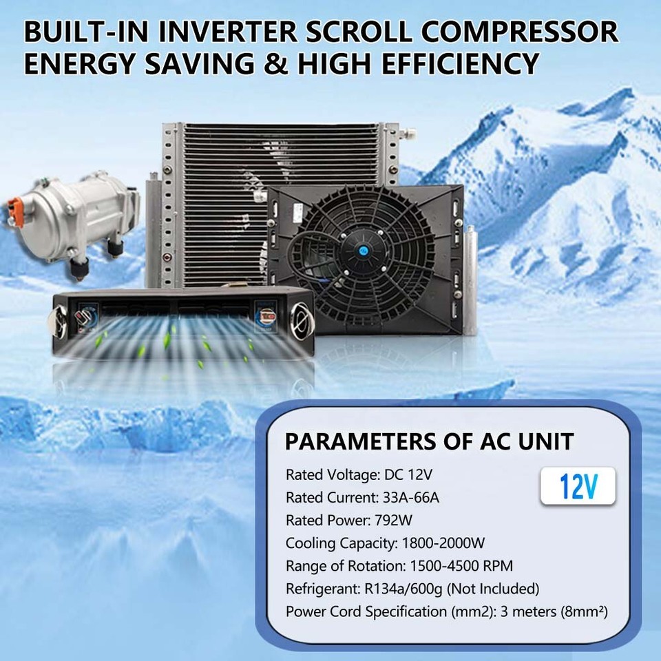 12V Car AC Unit Under Dash Air Conditioner Auto Compressor Evaporator ...
