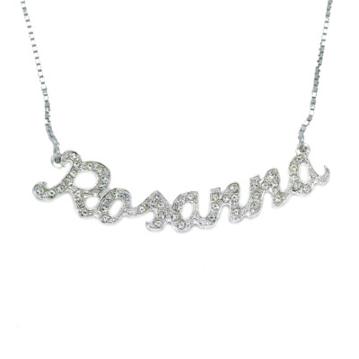 Collier Nom Rosanna en Argent Femme avec Strass Jersey Vénitien | eBay